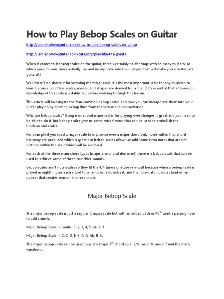 How To Play Bebop Scales On Guitar | PDF | Scale (Music) | Chord (Music)