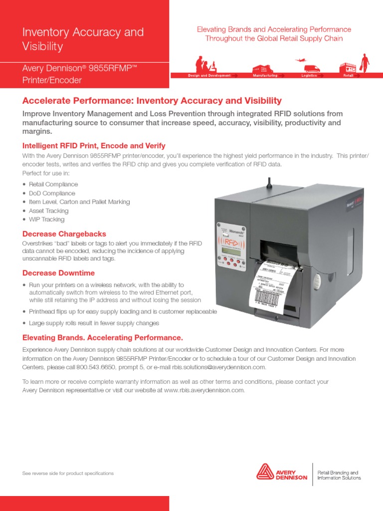 Avery Dennison 9855RFMP RFID Printer-Encoder | PDF | Radio Frequency ...