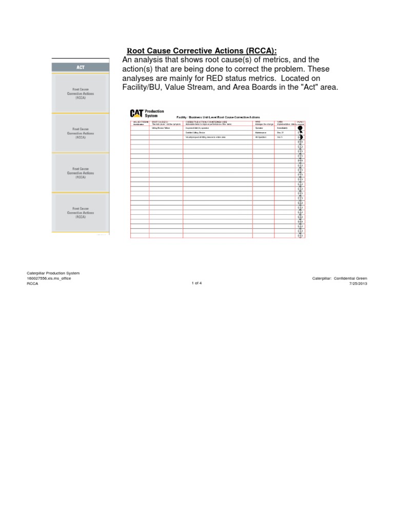 RCCA Form and Example - v1.1 | PDF