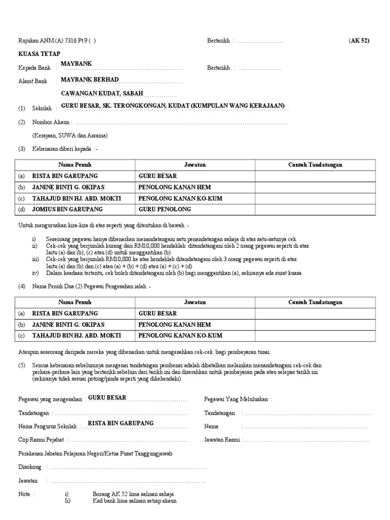 Borang AK52 | PDF