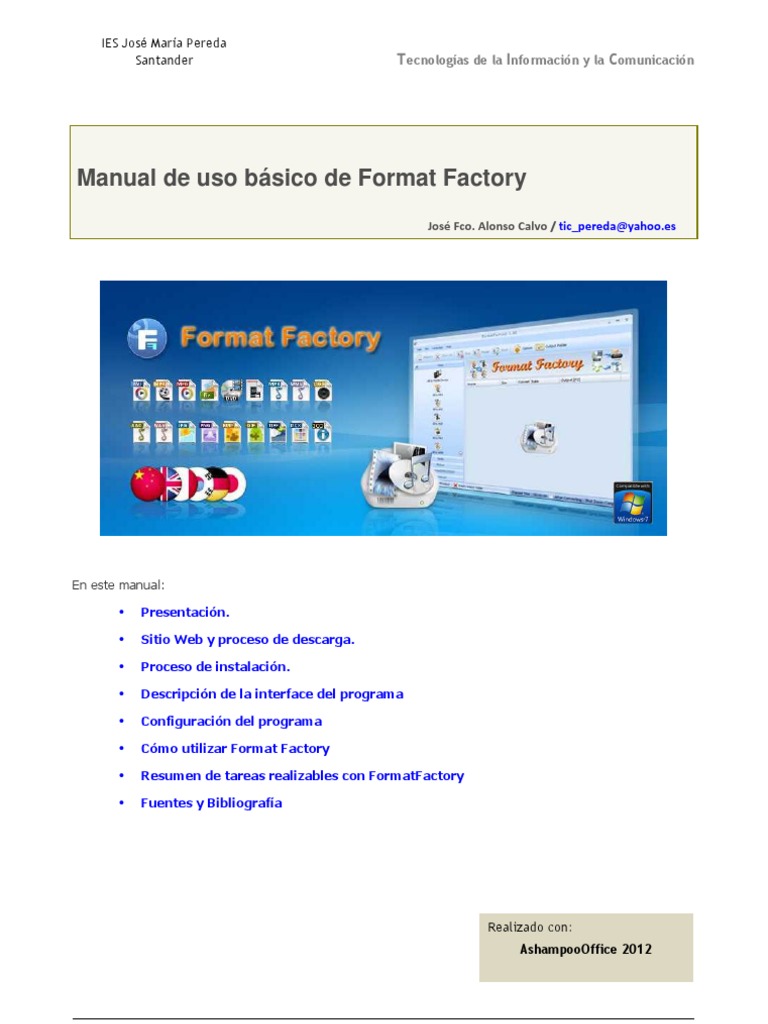 FormatFactory Manual. Uso Básico | PDF | Archivo de computadora | Disco compacto