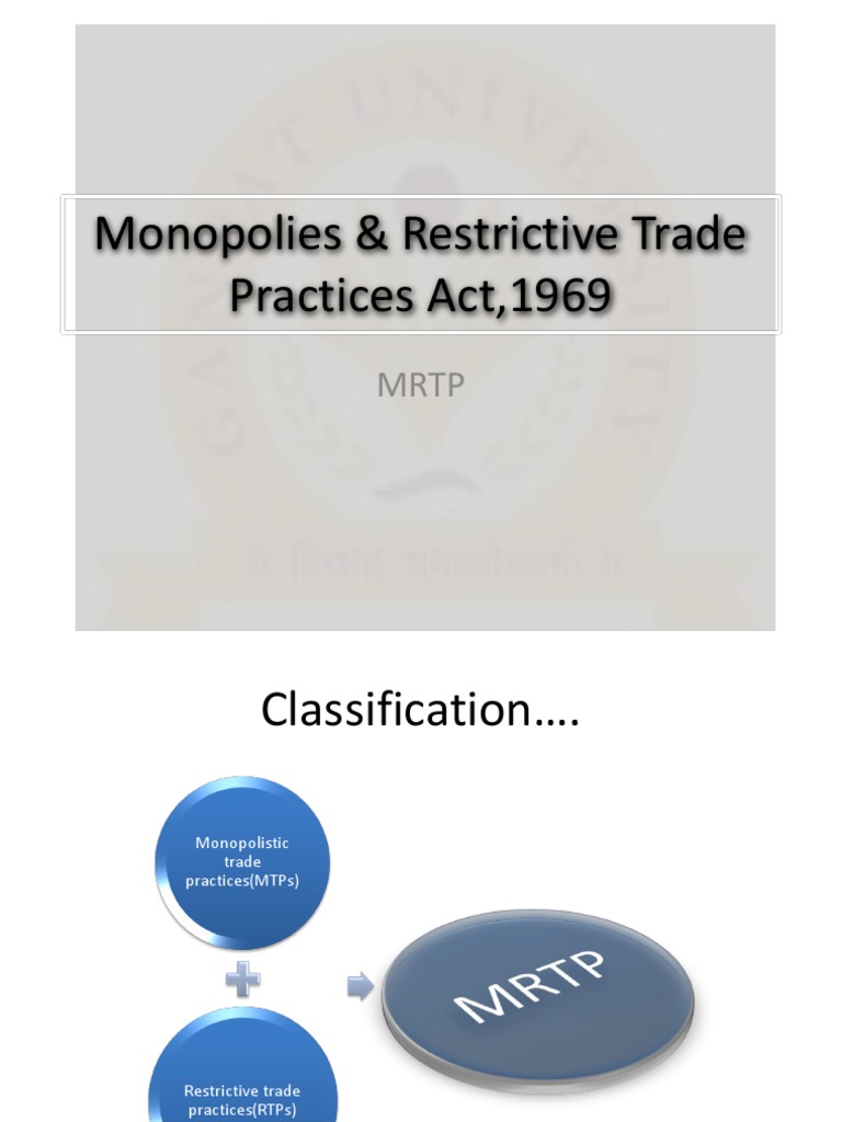 Monopolies & Restrictive Trade Practices Act, 1969 | Download Free PDF ...