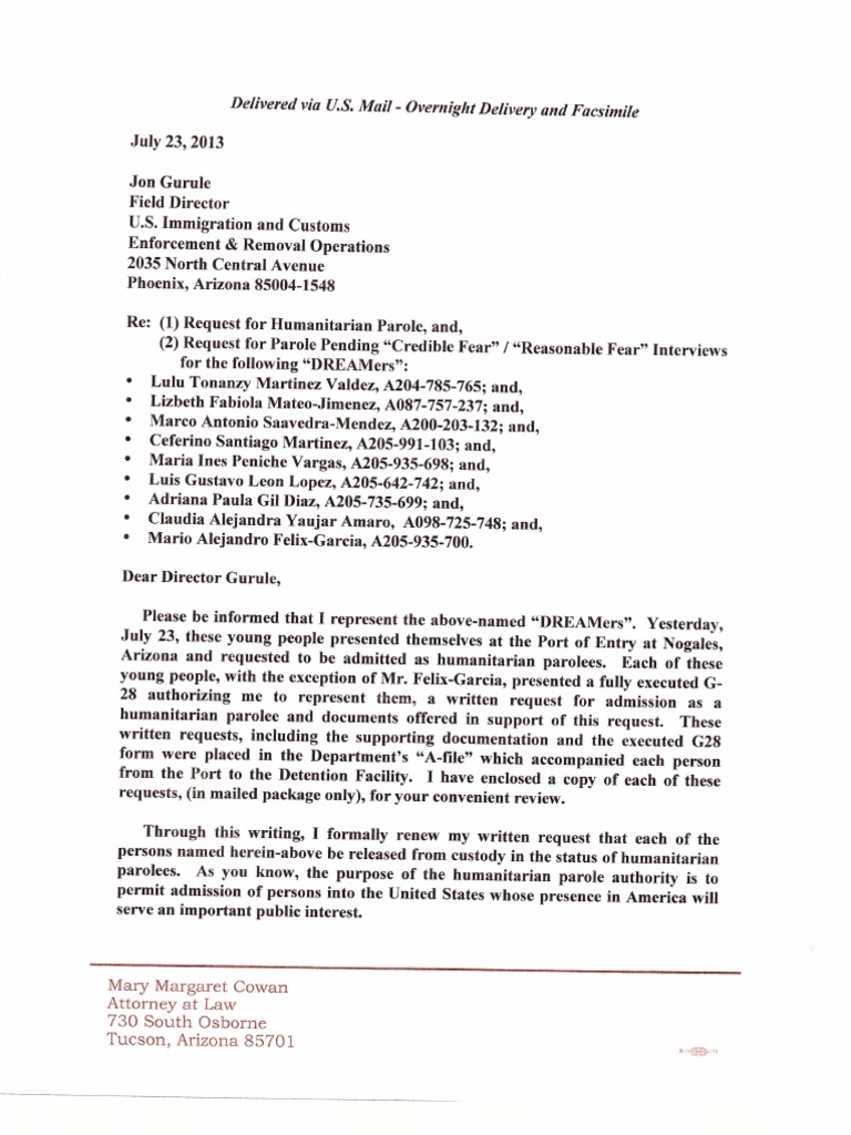 2nd Letter Requesting Humanitarian Parole - Use of Discretion For The ...