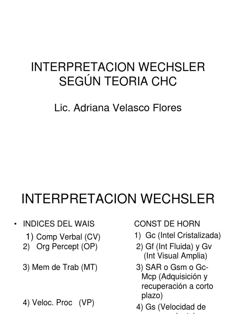 Interpretación Wechsler según CHC | PDF | Memoria de trabajo | Memoria