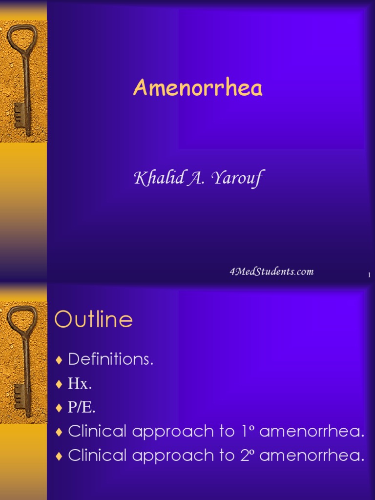 Amenorrhea: Khalid A. Yarouf | PDF | Estrogen | Androgen