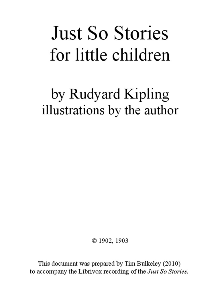 For Little Children: Just So Stories | PDF