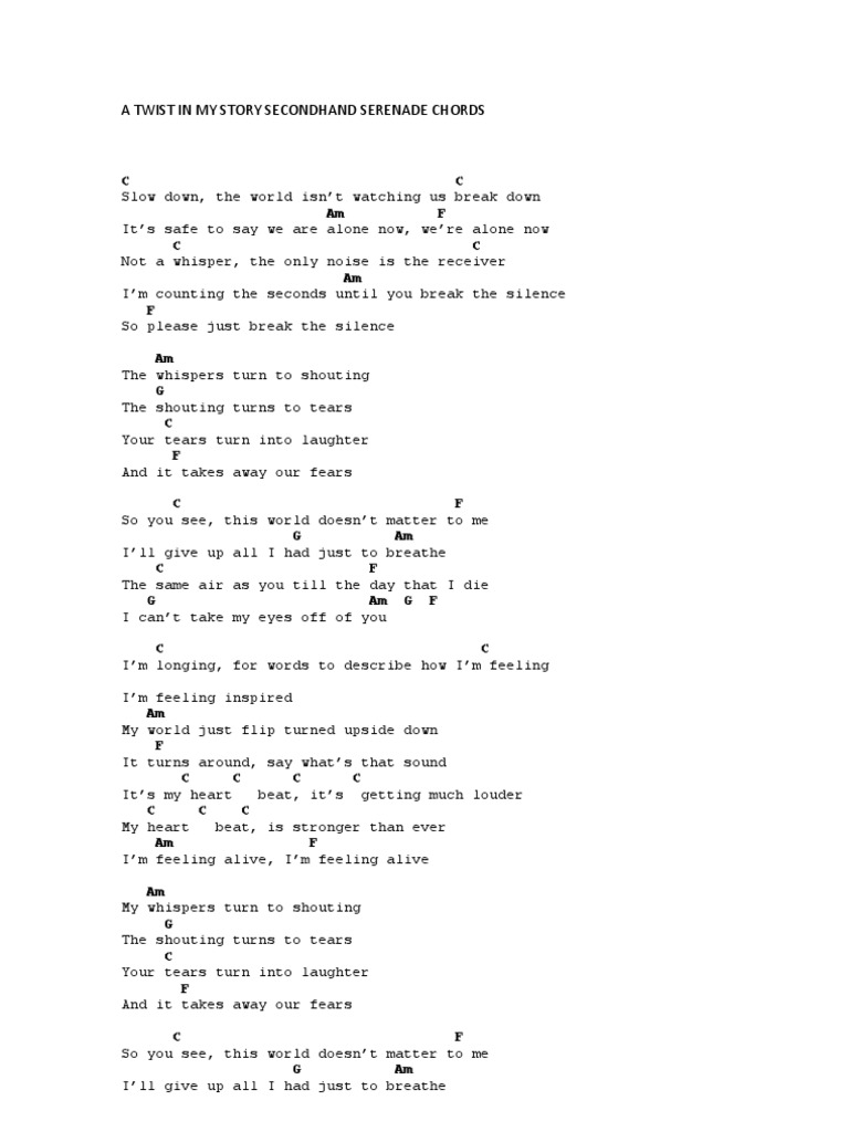 Secondhand Serenade Chords Pdf Song Structure Guitars