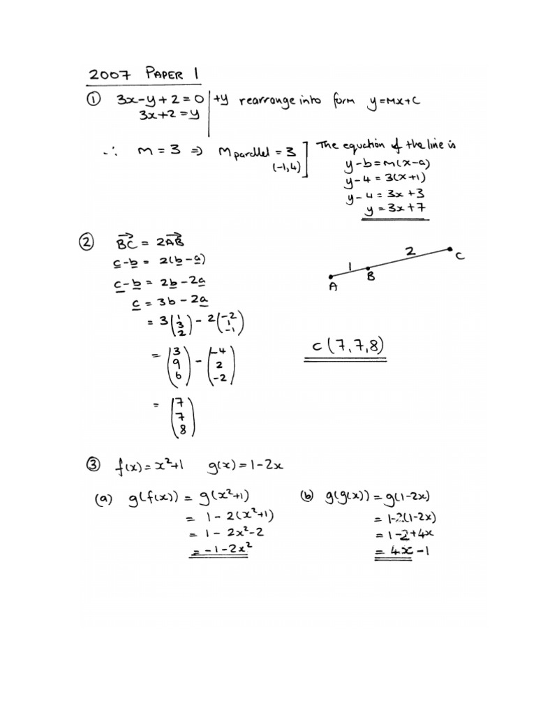 Higher Maths Solutions 2007