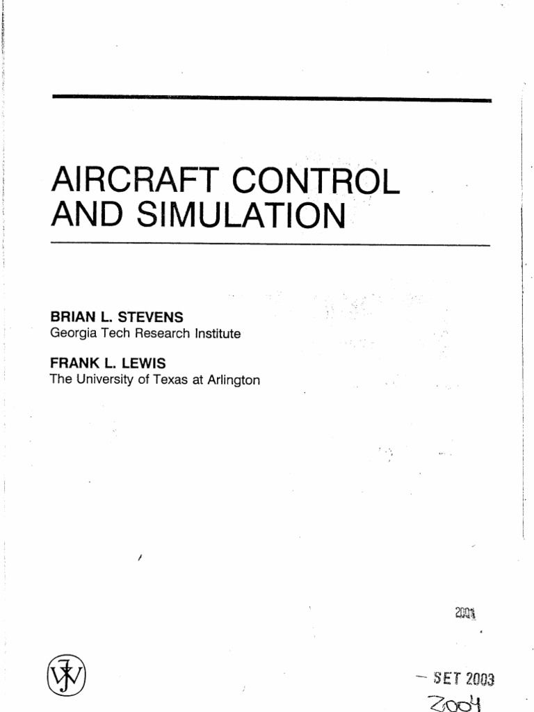 B.L.stevens & F.L.lewis Aircraft Control and Simulation 1992 | PDF ...