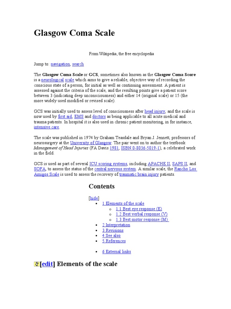 Glasgow Coma Scale | PDF | Anatomical Terms Of Motion | Clinical Medicine