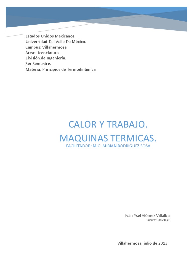 Calor y Trabajo. Maquinas Termicas. | PDF | Calor | Pistón