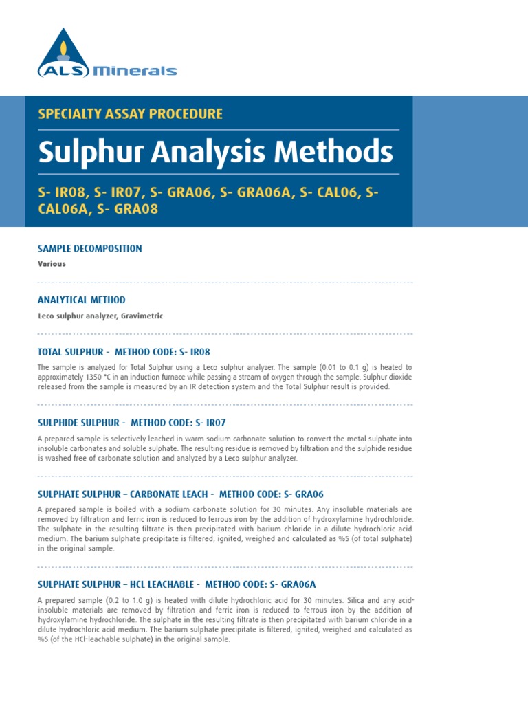Sulfur Methods Various Sulfur Methods Including Leco Methods | PDF ...