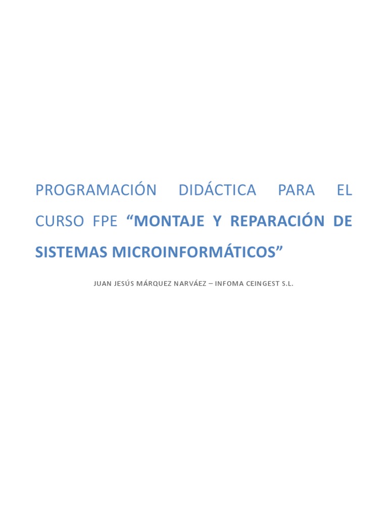 Programación Didáctica para El Curso FPE PDF | PDF | Periférico | Maestros