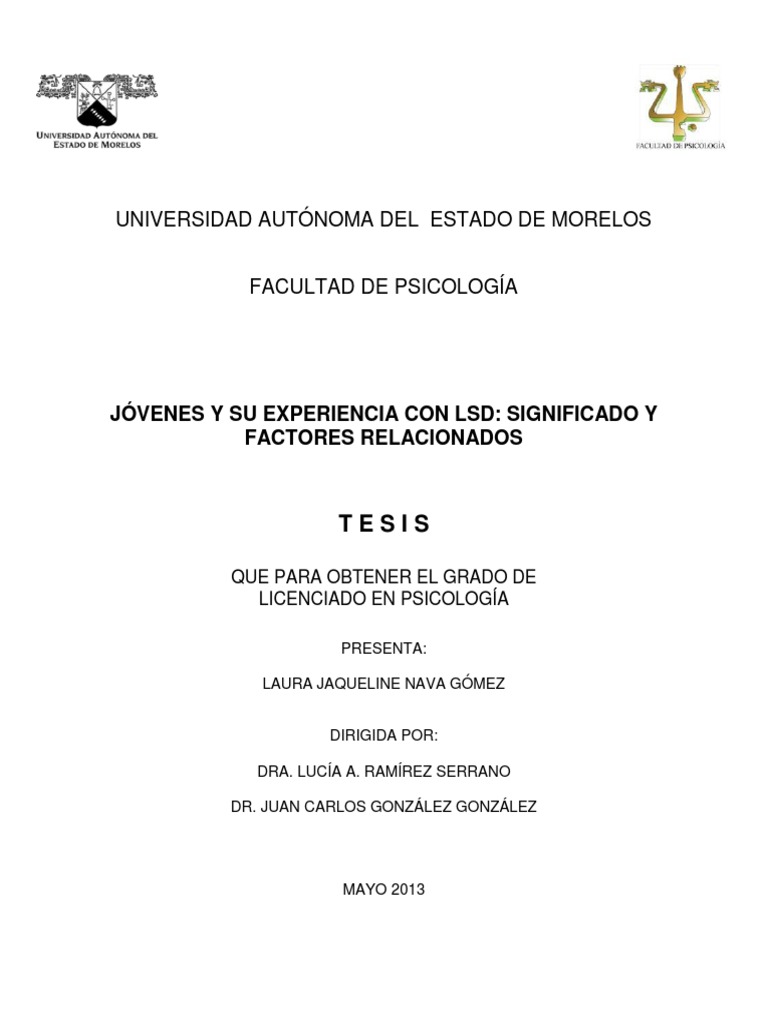 Jóvenes y Su Experiencia Con LSD. Significado y Factores Relacionados ...