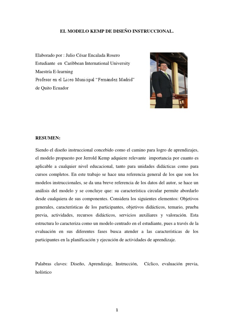 El Modelo Kemp de Diseño Instruccional | PDF | Evaluación | Diseño