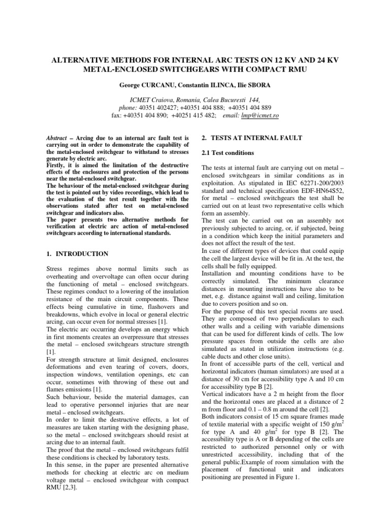 Internal Arc Testing | PDF | Electric Arc | Fuse (Electrical)