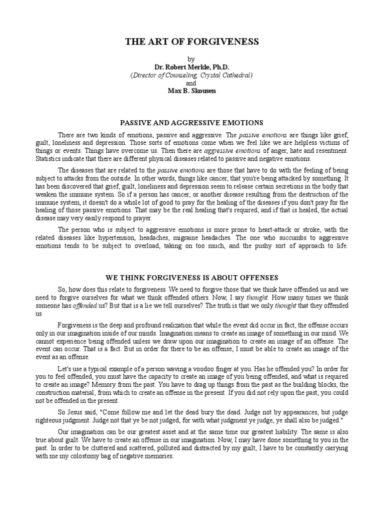 The Art of Forgiveness | PDF | Forgiveness | Anger