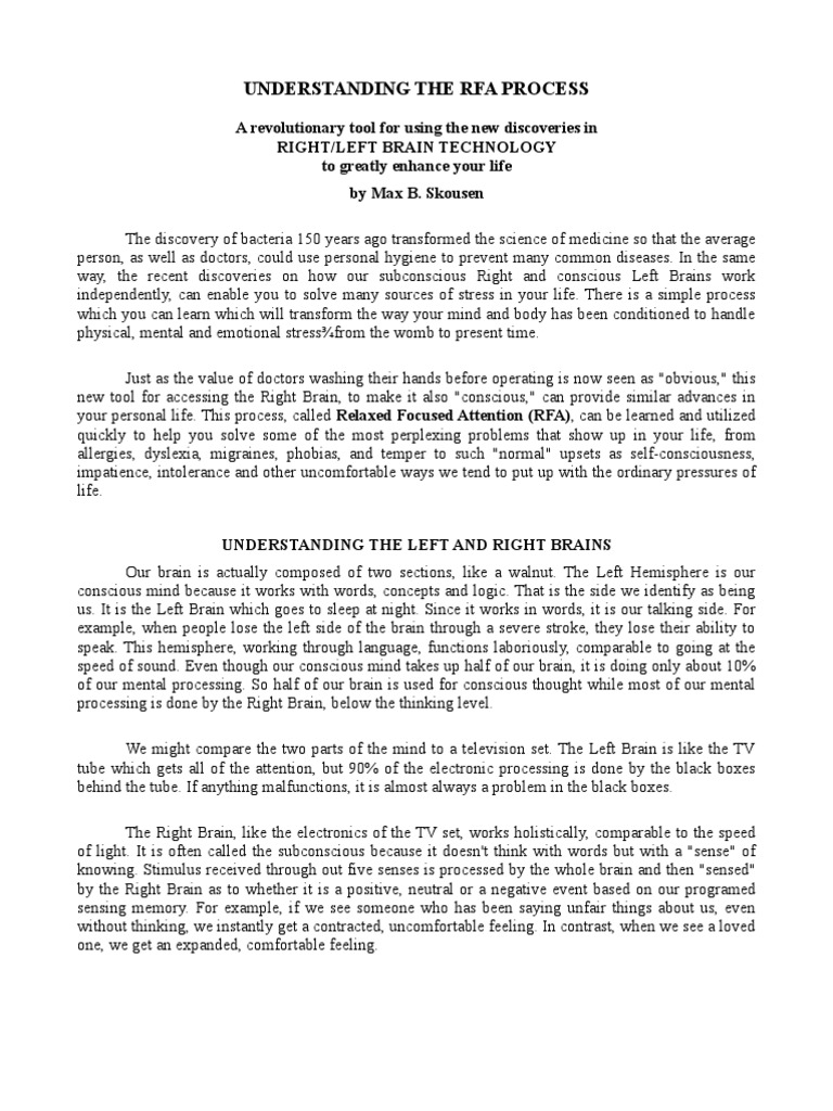 Understanding The RFA ("Relaxed Focused Attention") Process | PDF ...