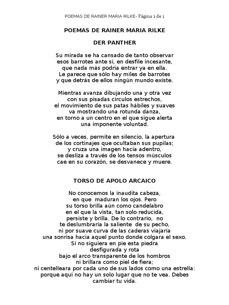 Poemas de Rainer Maria Rilke | PDF | Poesía