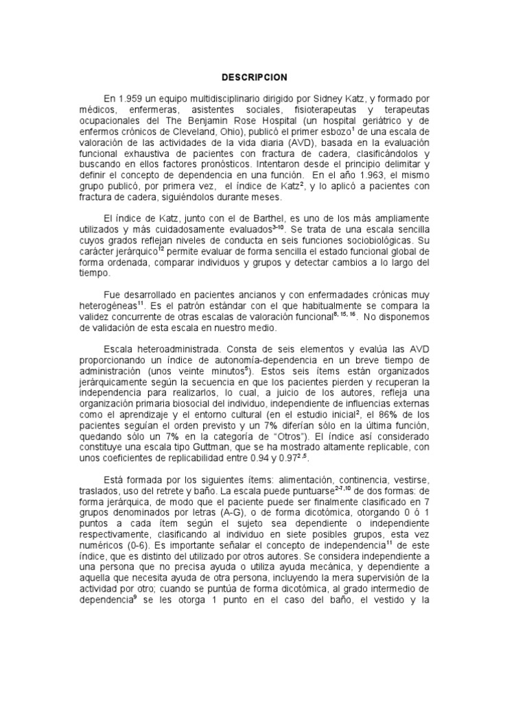 MEDICINA - Test-KATZ - Indice de Katz de Actividades Vida Diaria ...