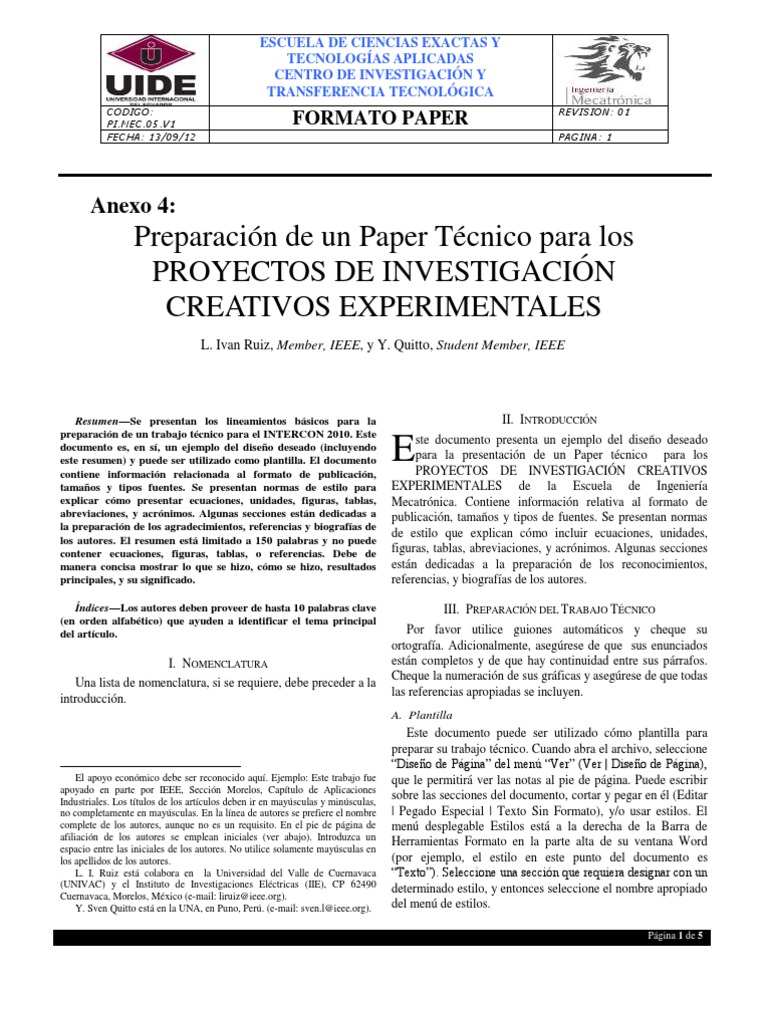 Formato Elaboración Paper Técnico | PDF | Soporte | Sistema ...