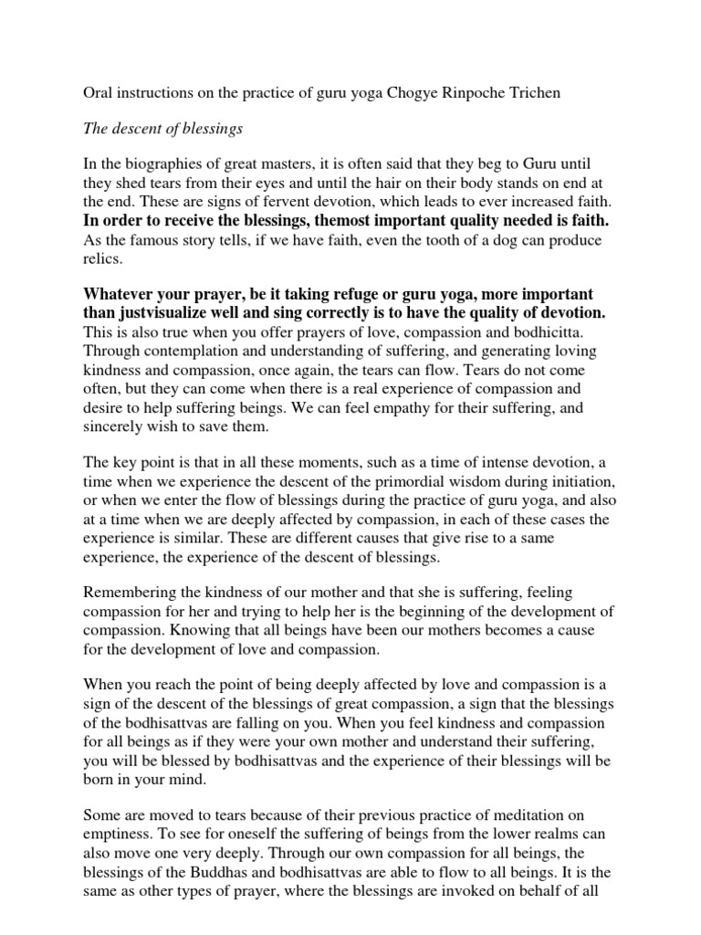 Oral Instructions On The Practice of Guru Yoga Chogye Rinpoche Trichen ...