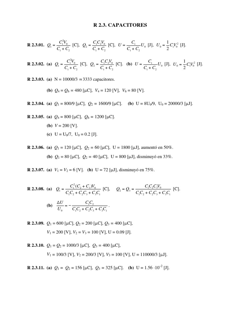 Capacitor Calculations and Formulas | PDF | Science & Mathematics