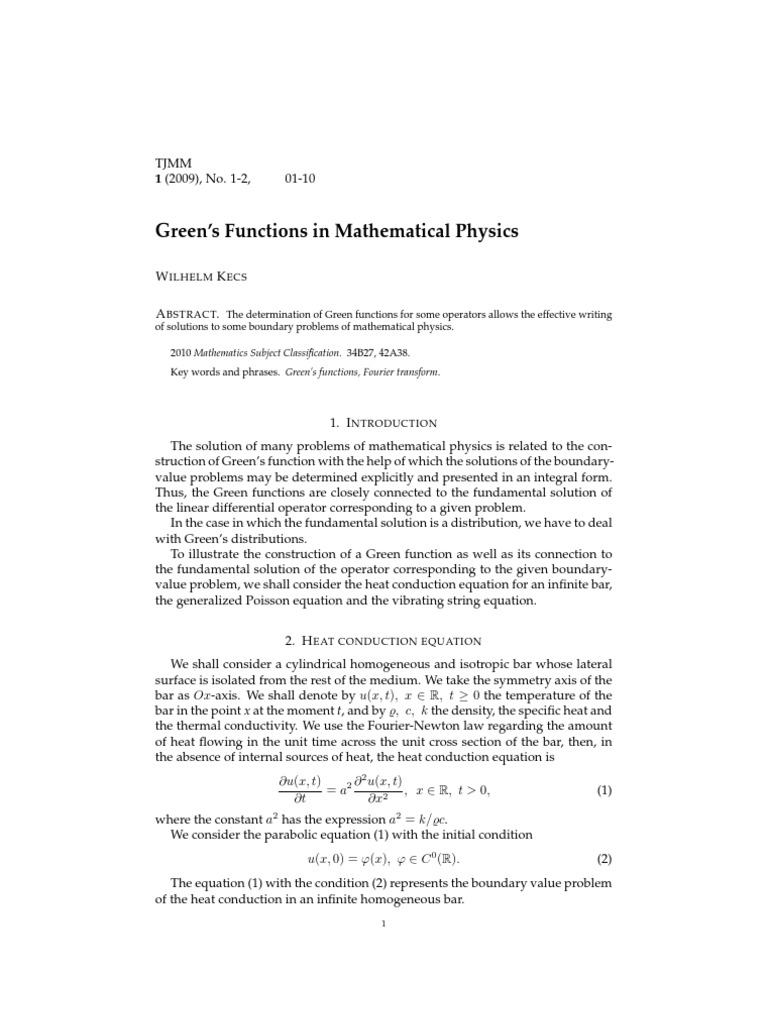 Green's Functions in Mathematical Physics | PDF | Green's Function | Distribution (Mathematics)