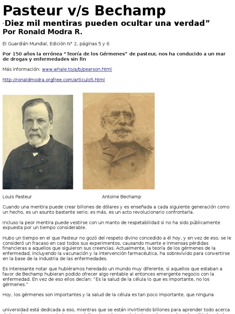 Pasteur - Vs - Bechamp Diez Mil Mentiras Pueden Ocultar Una Verdad ...