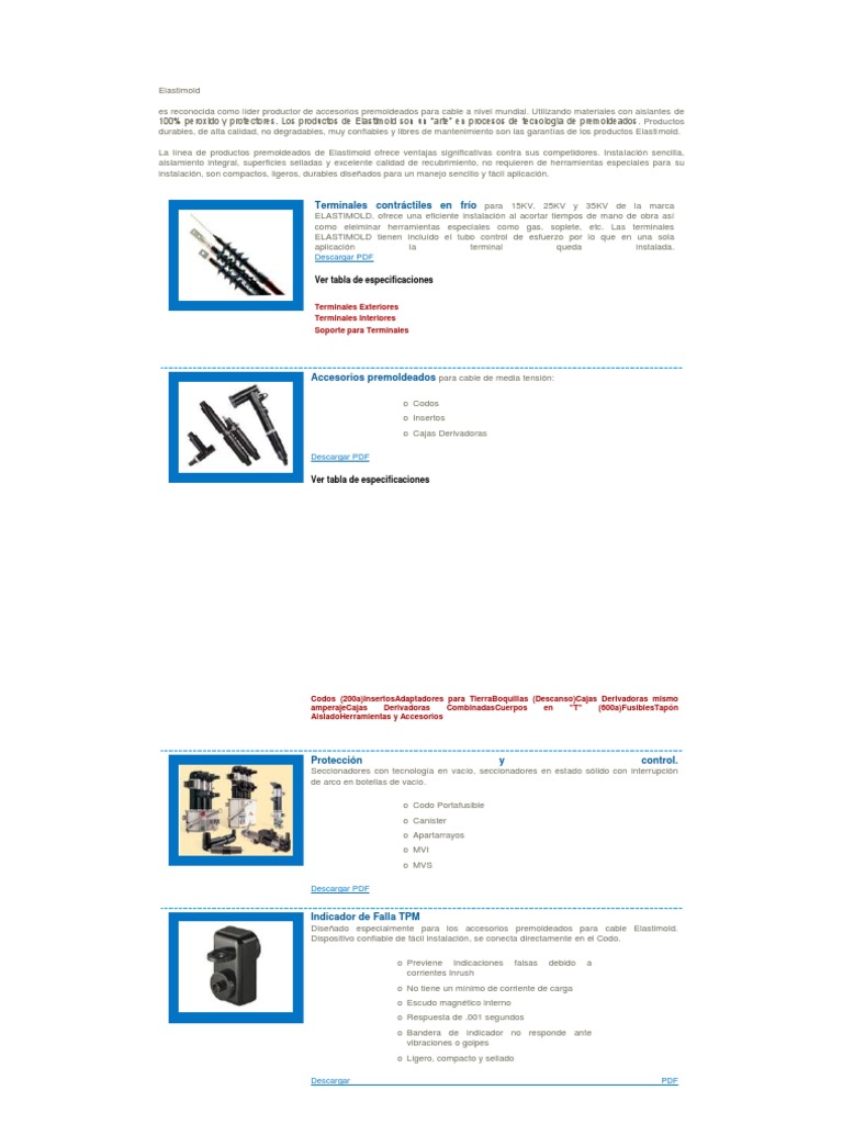 Accesorios Premoldeados Elastimold | PDF | Electricidad | Ingenieria Eléctrica