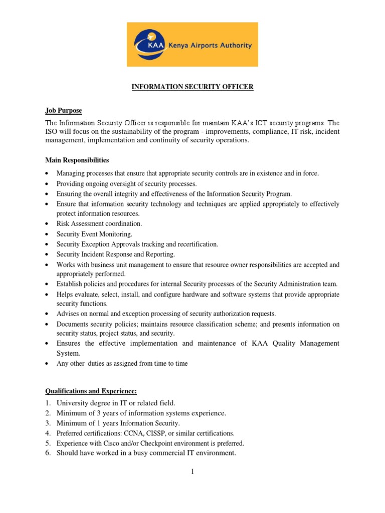 Information Security Officer Vacancy | PDF | Security | Information ...