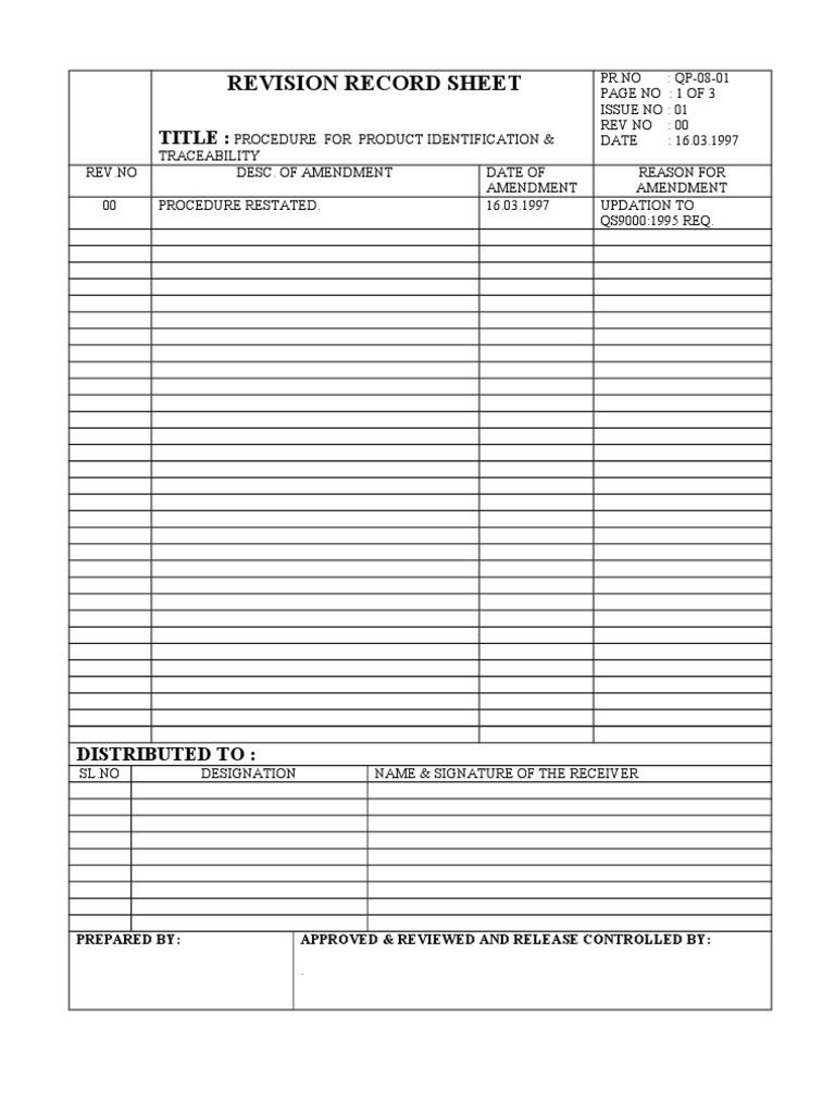 Revision Record Sheet: Title | PDF | Quality Assurance | Business