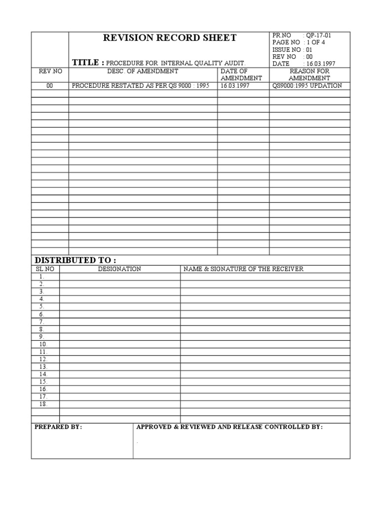 Revision Record Sheet: Title | Download Free PDF | Auditor's Report | Audit