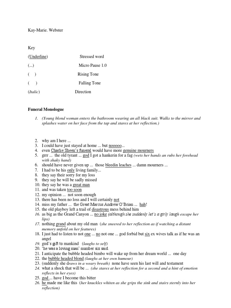 Funeral Monologue Final | Stress (Linguistics) | Anger