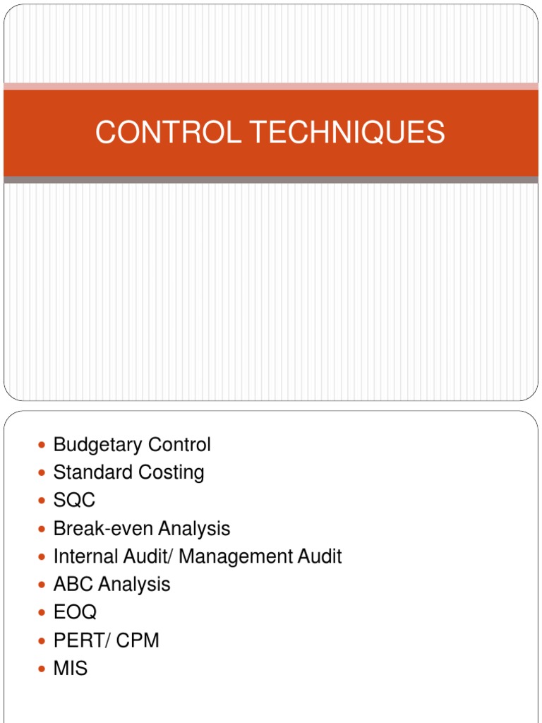 A Comprehensive Guide to Management Control Techniques | PDF ...