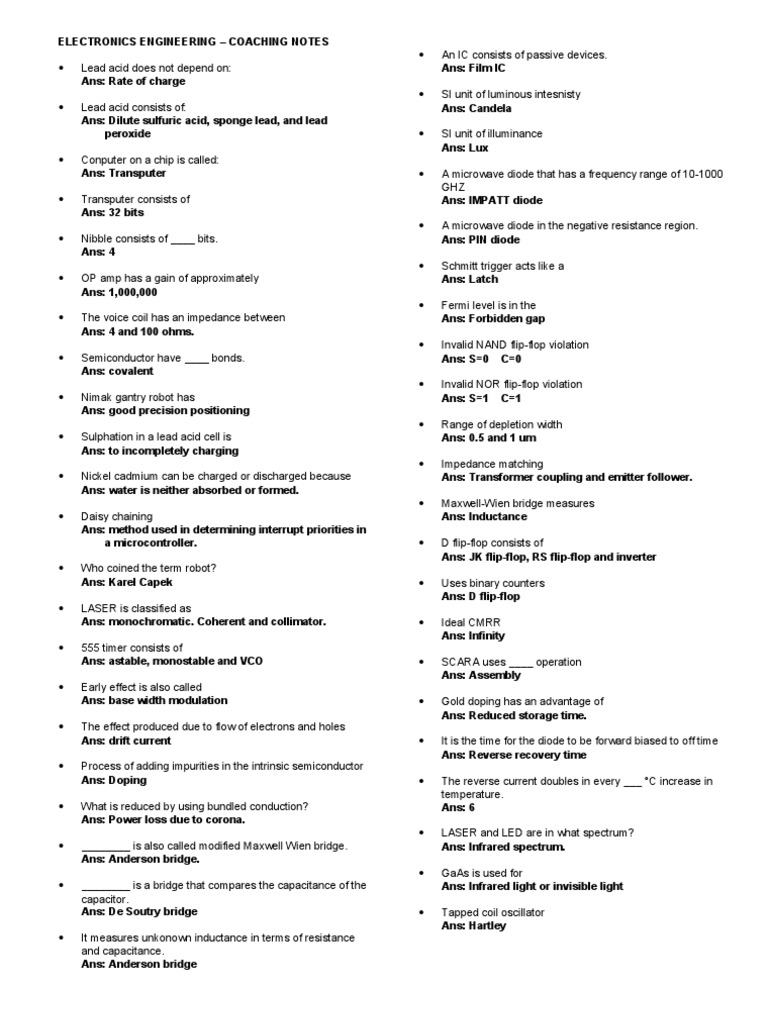 Electronics Coaching Notes Summary | PDF | Amplifier | Capacitor