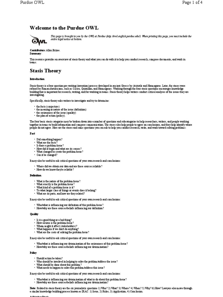 Stasis Theory | Epistemology | Truth