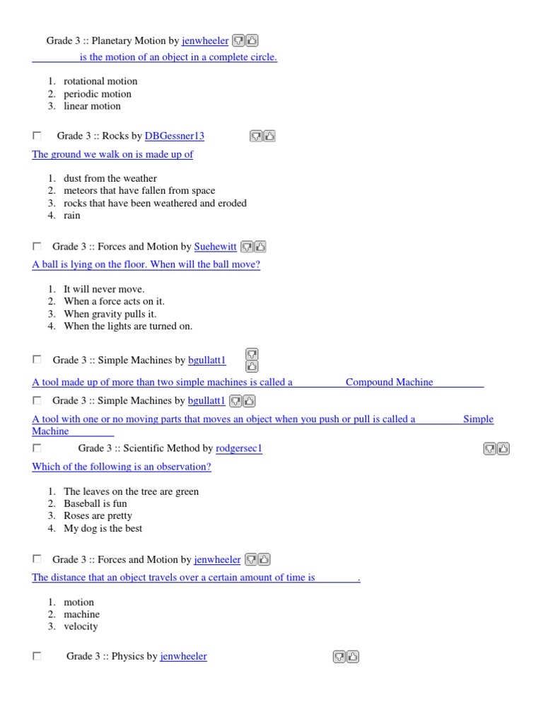 Grade 3 Science Reviwer | Download Free PDF | Force | Motion (Physics)