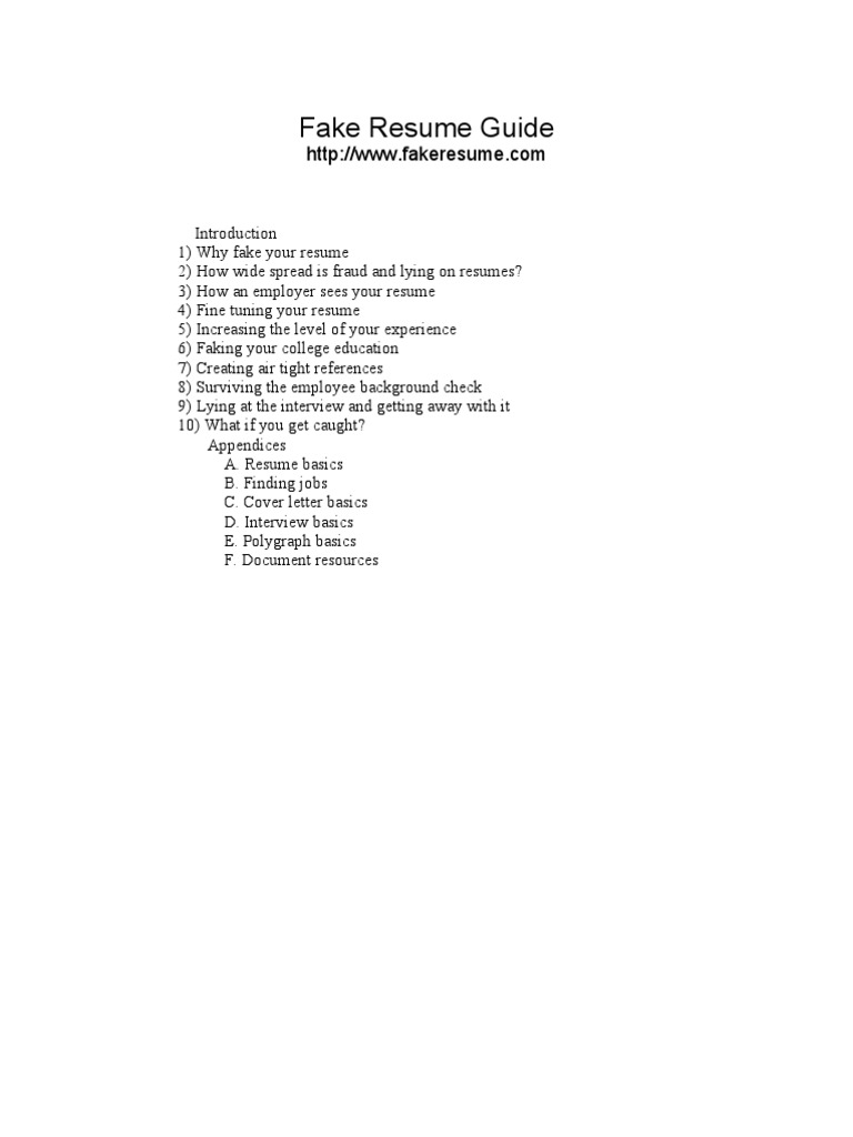 Fake Resume Guide (Revised) | PDF | Résumé | Recruitment