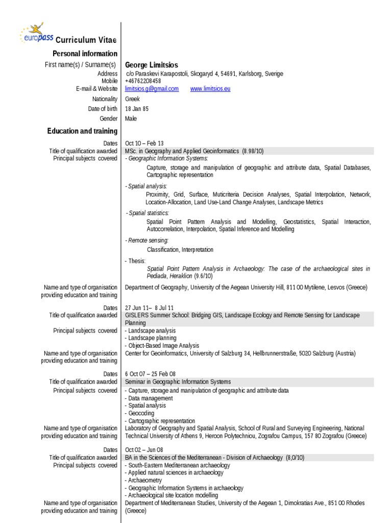 Limitsios George CV | PDF | Spatial Analysis | Geographic Information ...