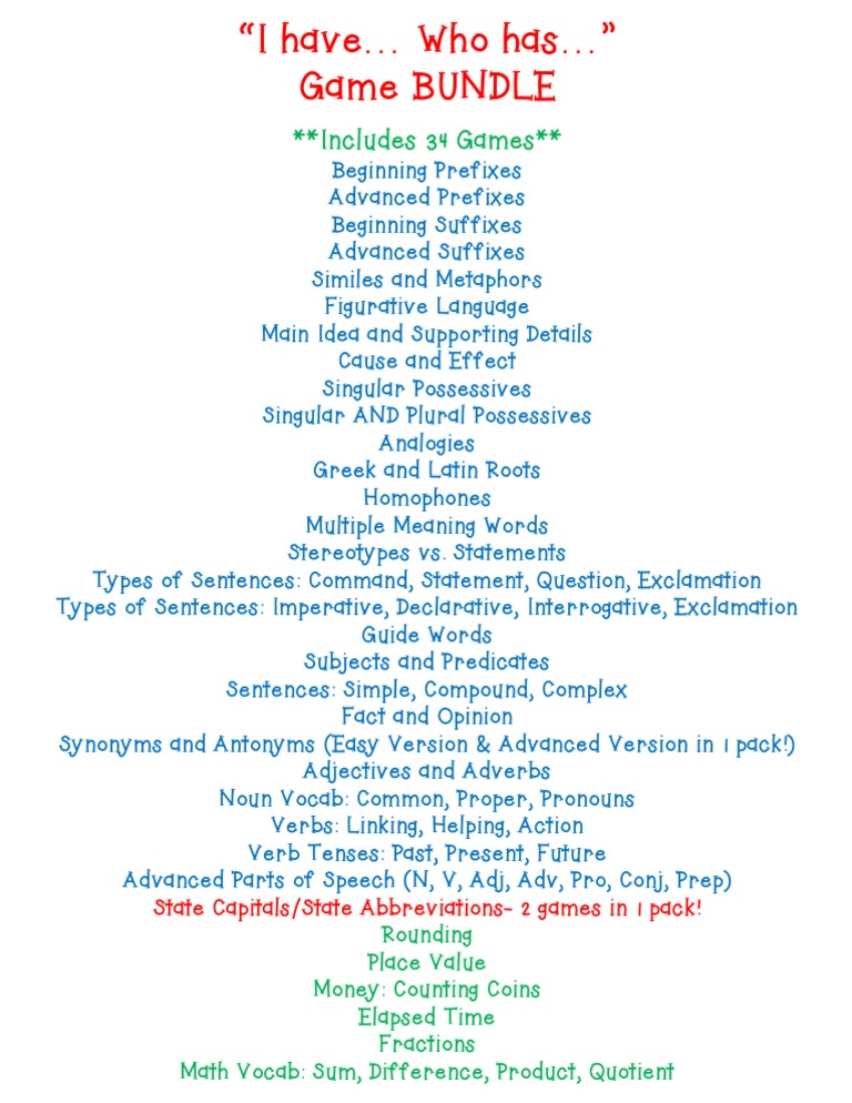 Educational Game Bundle for Language & Math | PDF | Language Arts ...