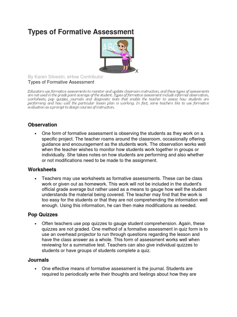 Types of Formative Assessment | Educational Assessment | Reading ...