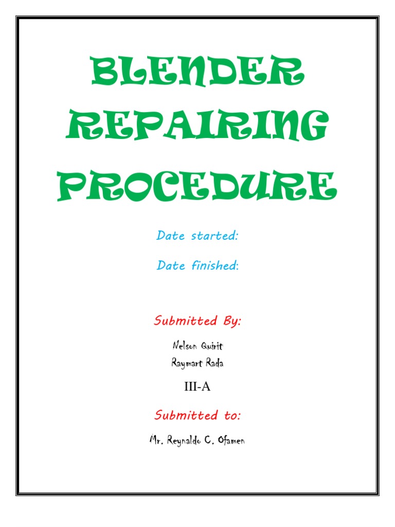Blender Repairing | PDF