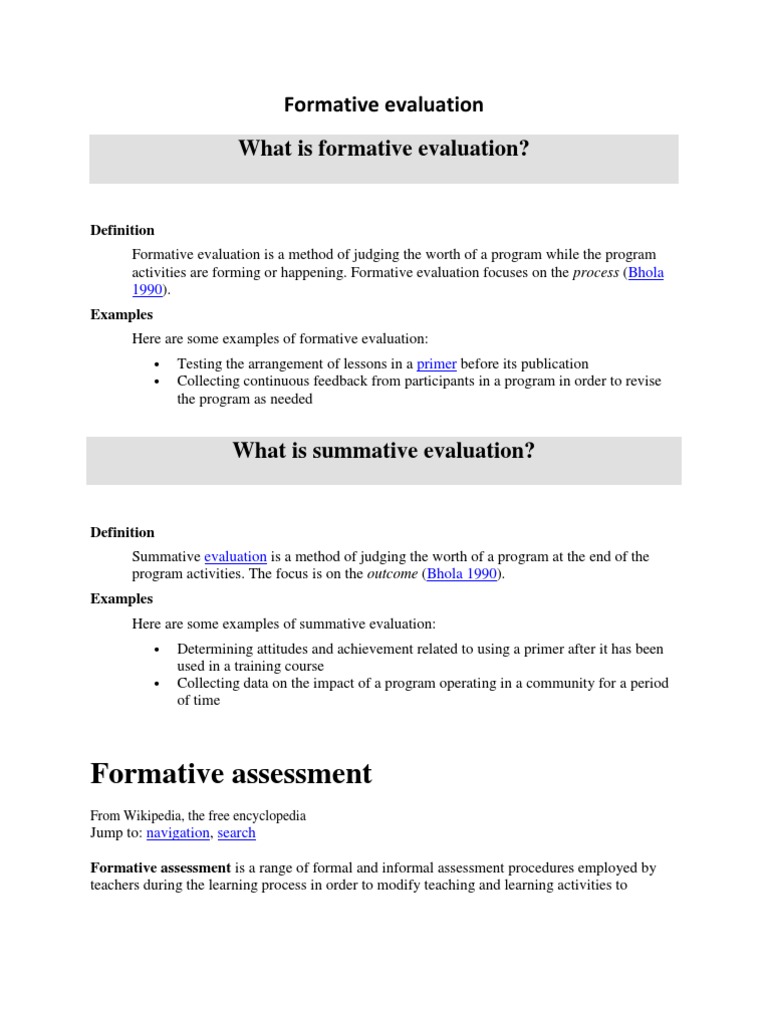 Formative Evaluation | Educational Assessment | Education Theory