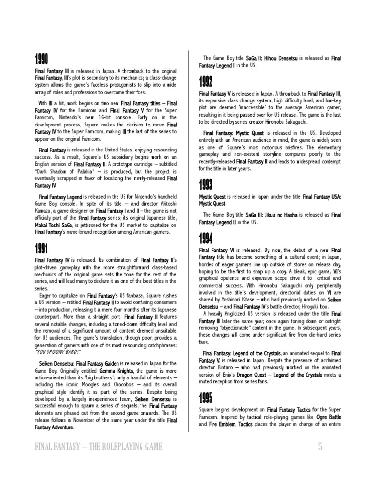 Final Fantasy RPG 465464 | Download Free PDF | Final Fantasy | Square ...