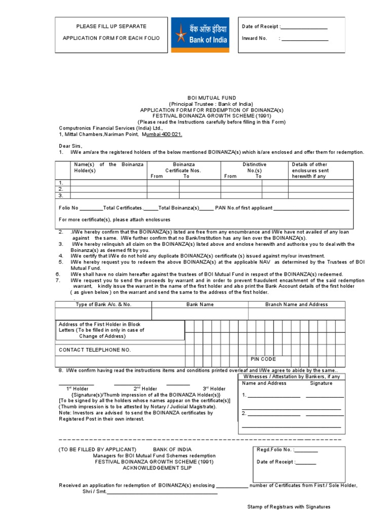 Boi Mutual Fund | Download Free PDF | Notary Public | Mutual Funds