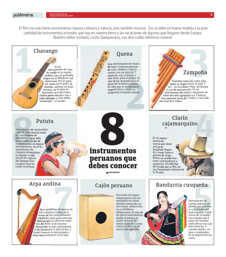 8 Instrumentos Peruanos Que Debes Conocer | PDF | Perú | Tecnología musical