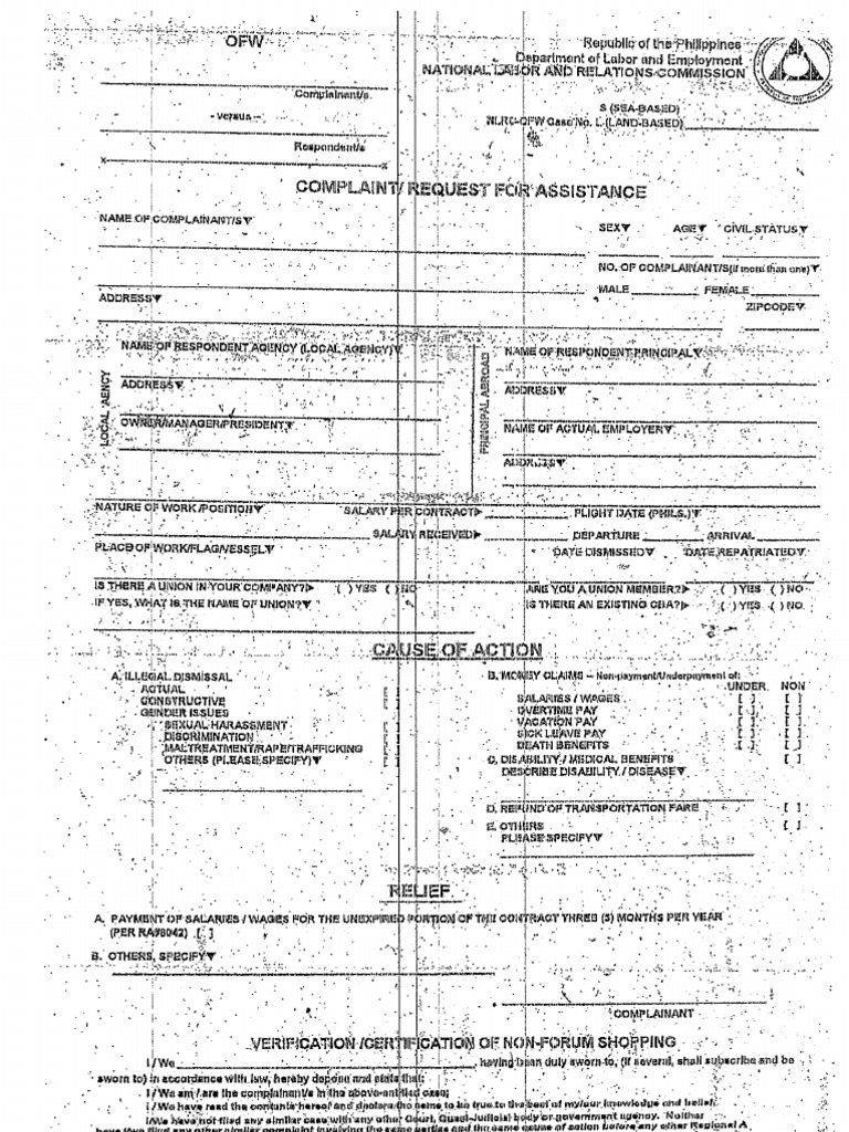 NLRC Complaint | PDF