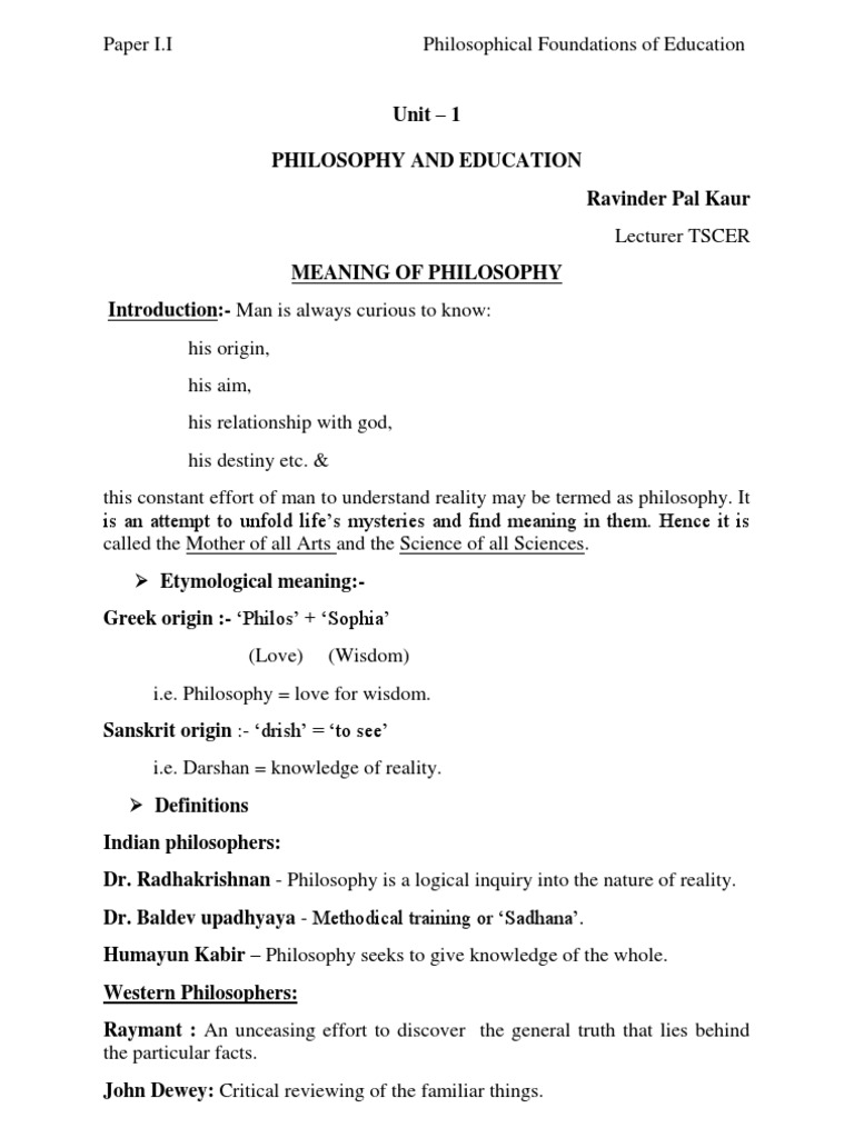 I.1 Philosophical Foundations of Education | PDF | Natural And Legal ...