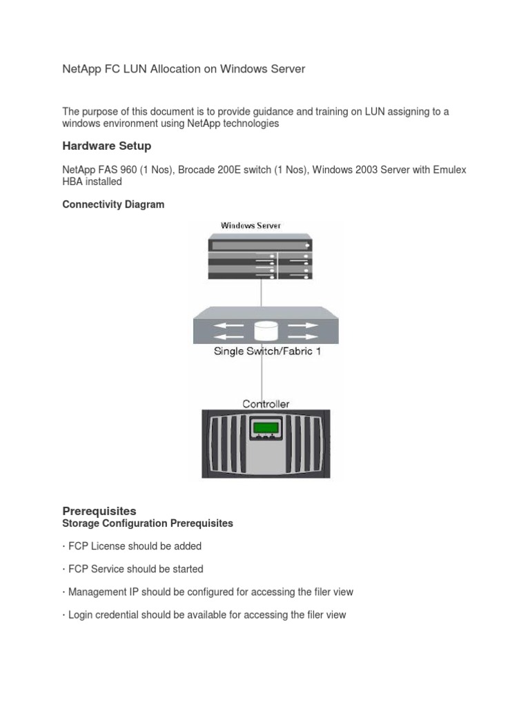 NetApp FC LUN Allocation On Windows Server | PDF